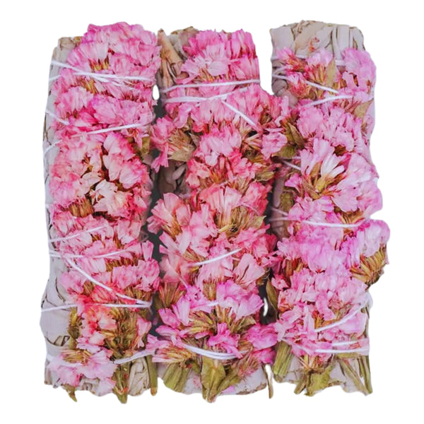 Wholesale 4″ Pink Straw Flower & White Sage Smudge Sticks – Bulk Clean ...