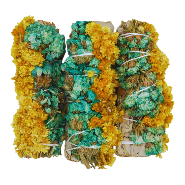 Yellow Mullein, Green Sinuata, and White Sage 4″ Smudge Sticks Bundle ...