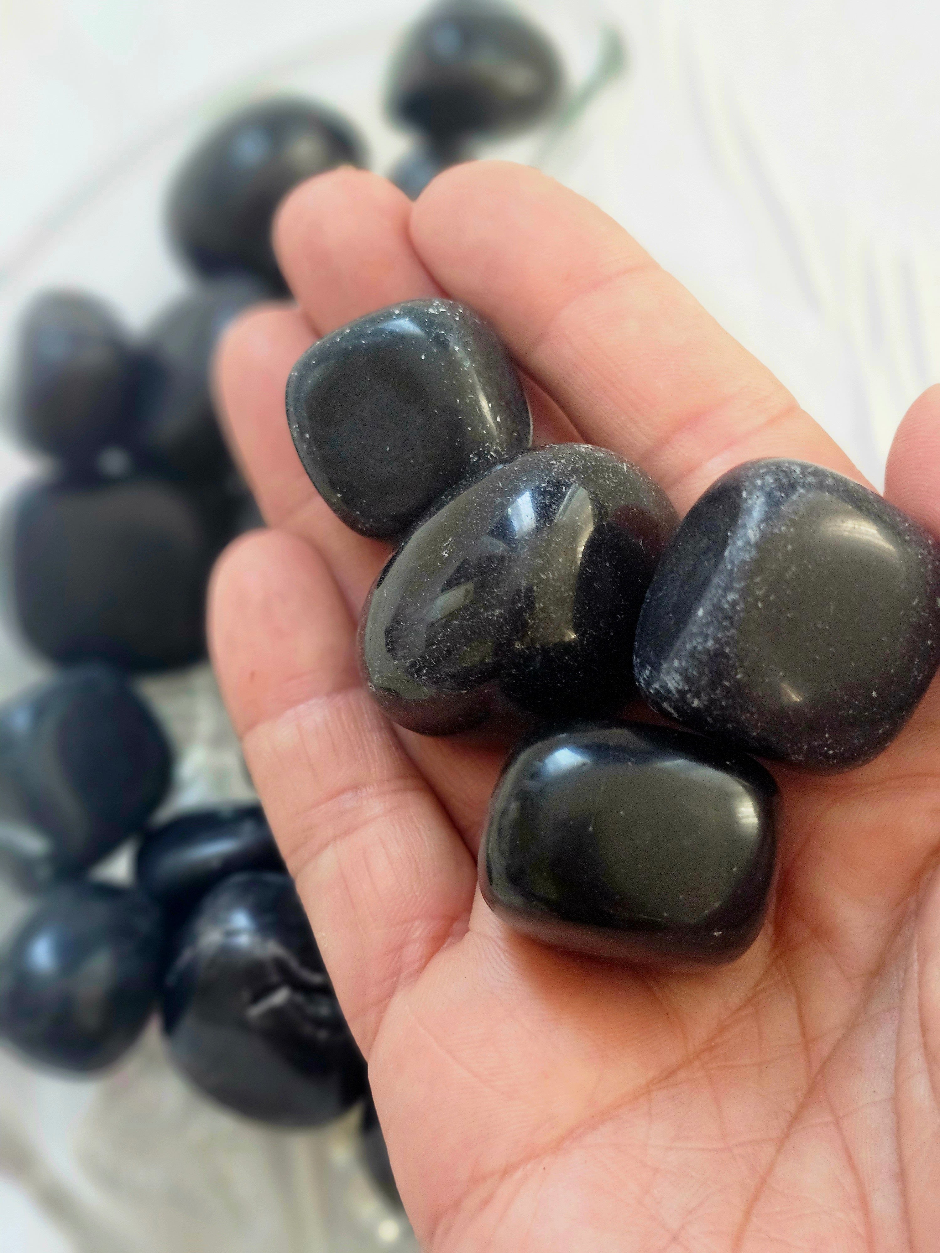 🌑 Black Obsidian Tumbled Healing Stones: Tap into Grounding Power and ...